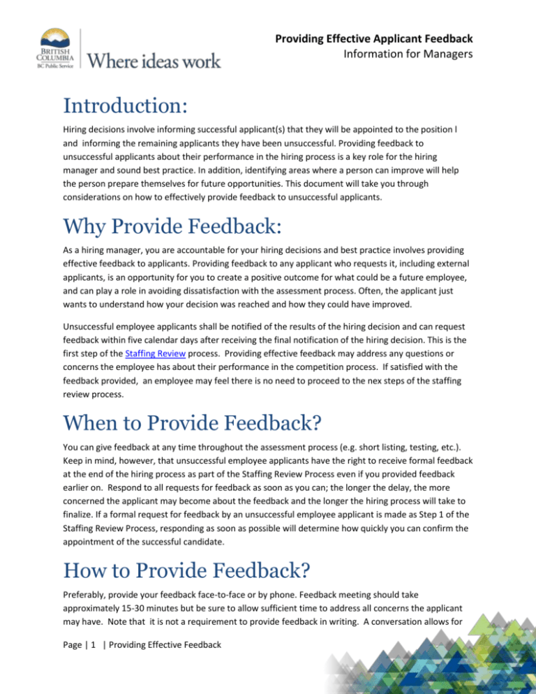 Providing Effective Feedback Providing Effective Feedback