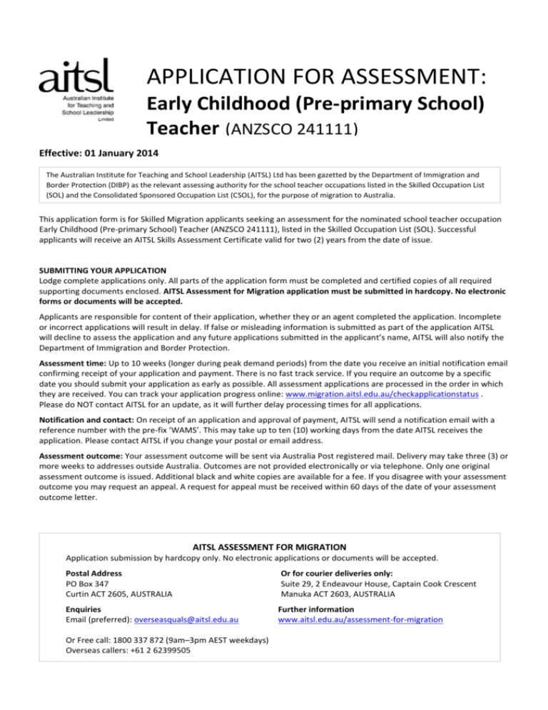 Early Childhood Pre primary School Teacher Early Childhood Pre primary School Teacher