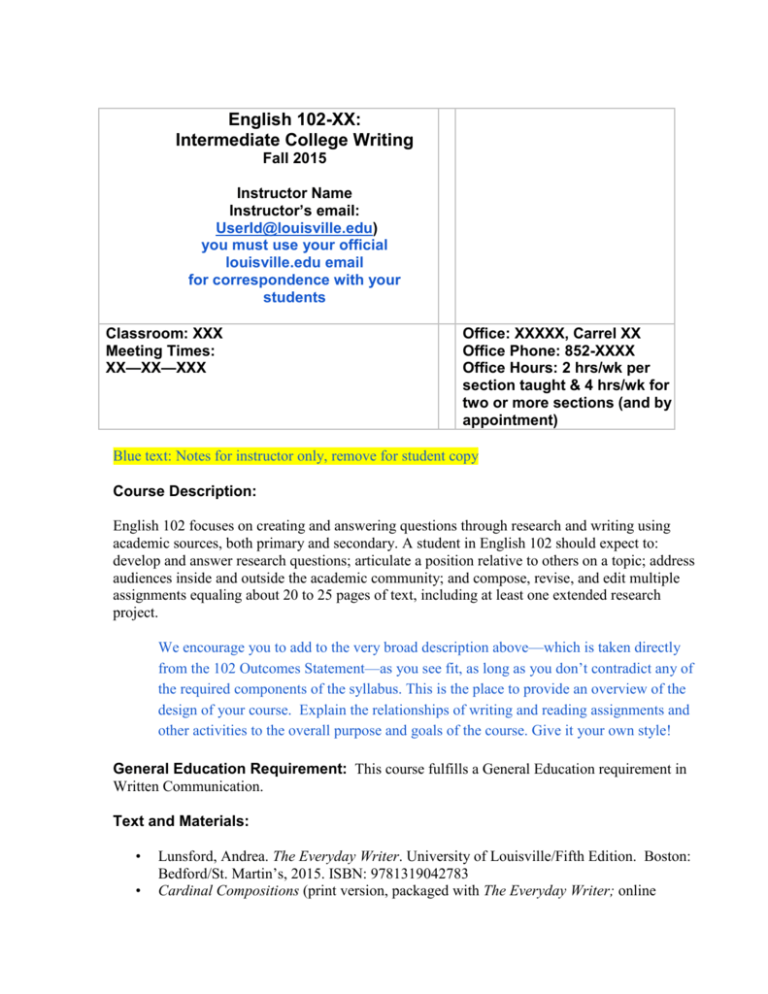 English 102 XX Intermediate College Writing English 102 XX Intermediate College Writing