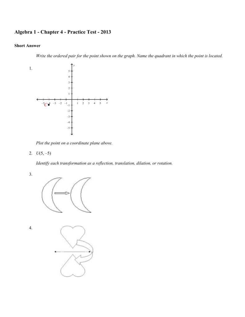 Algebra 1 Chapter 4 Practice Test Algebra 1 Chapter 4 Practice Test