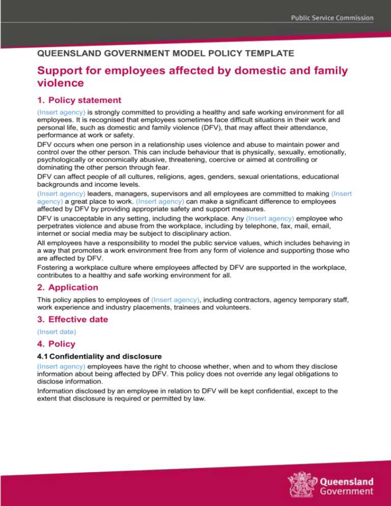 Queensland Government model policy template
