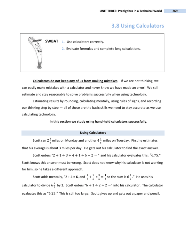 SECTION 3.8 Using Calculators