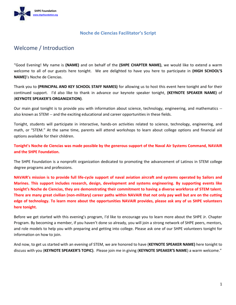Sample Introduction And Closing Template