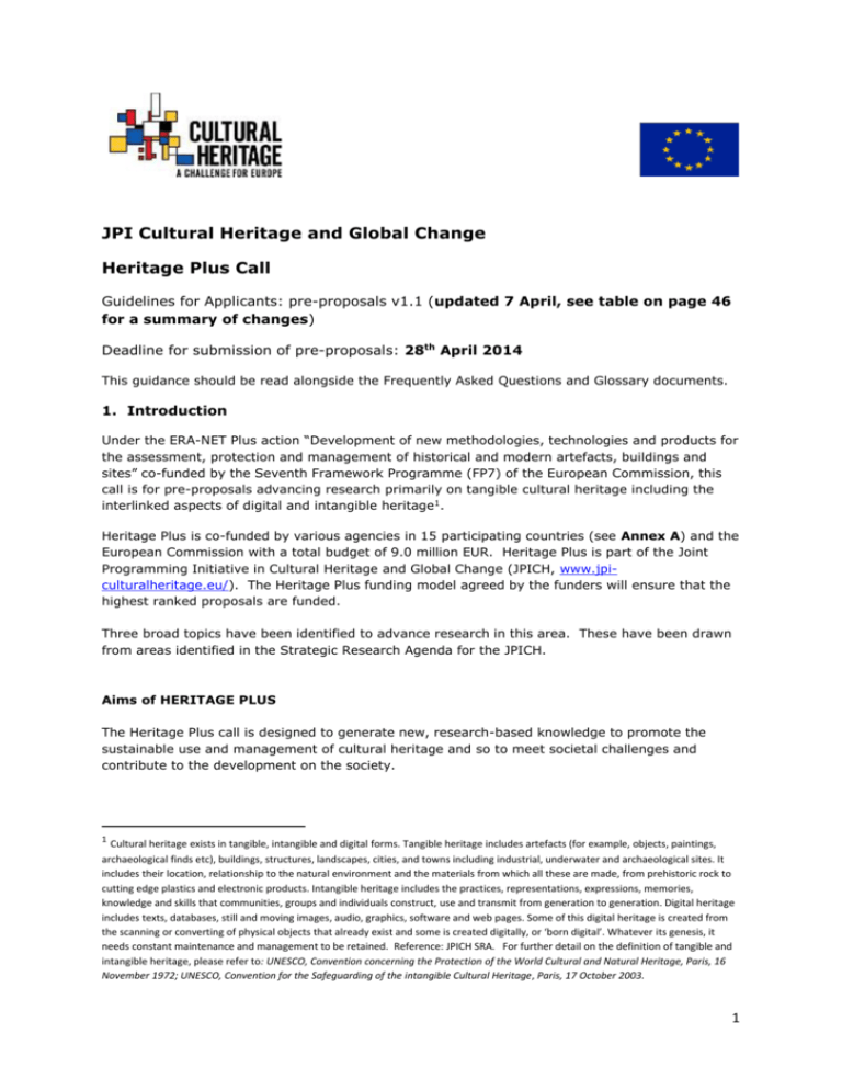 Heritage Plus Call Guidelines for applicants v1.1
