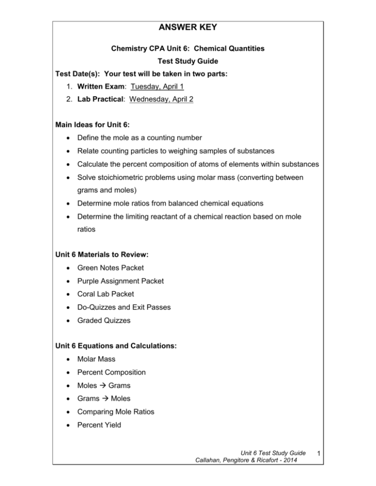 Answer Key Answer Key
