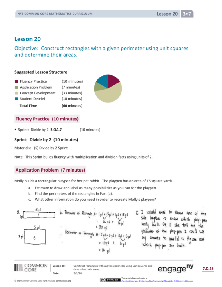 Grade 3 Mathematics Module 7 Topic D Lesson 20