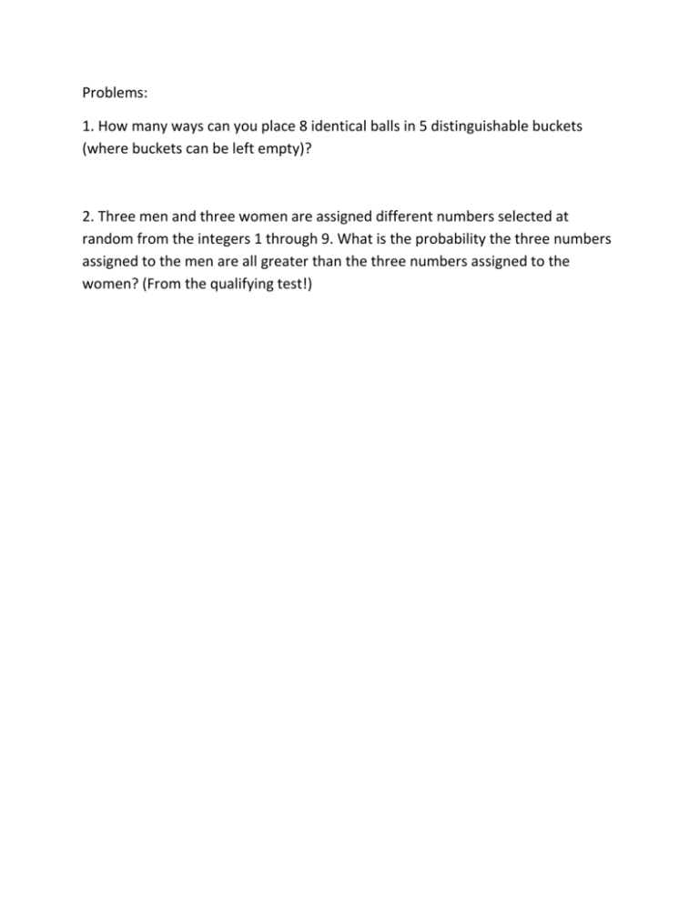 Combinatorics Probability Problems