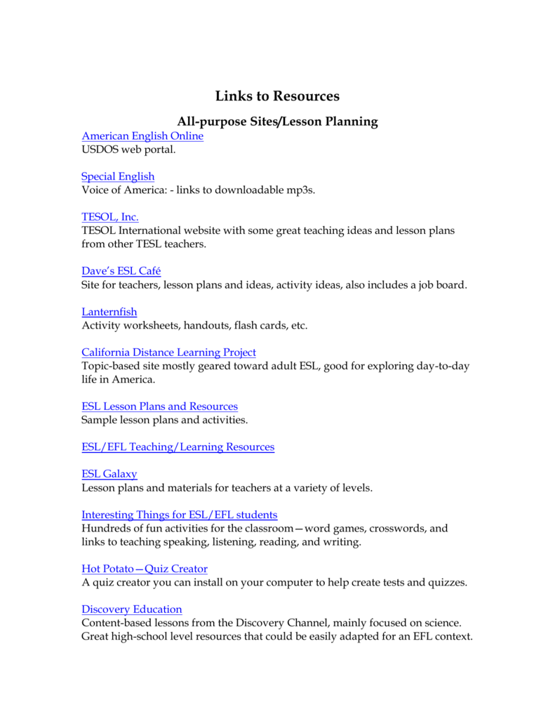 All purpose Sites Lesson Planning