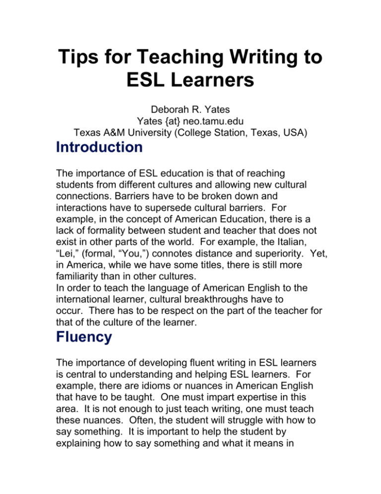 Tips For Teaching Writing To ESL Learners
