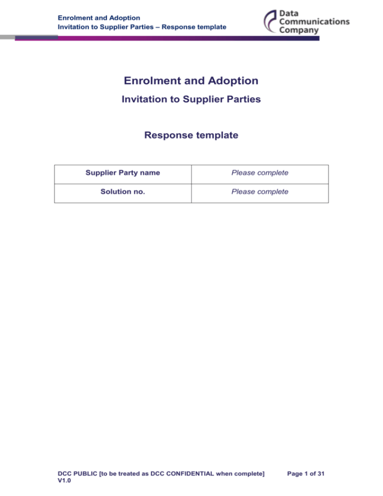 Response document - Data Communications Company