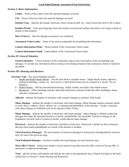 Damage Assessment – Private Residences FEMA Categories of