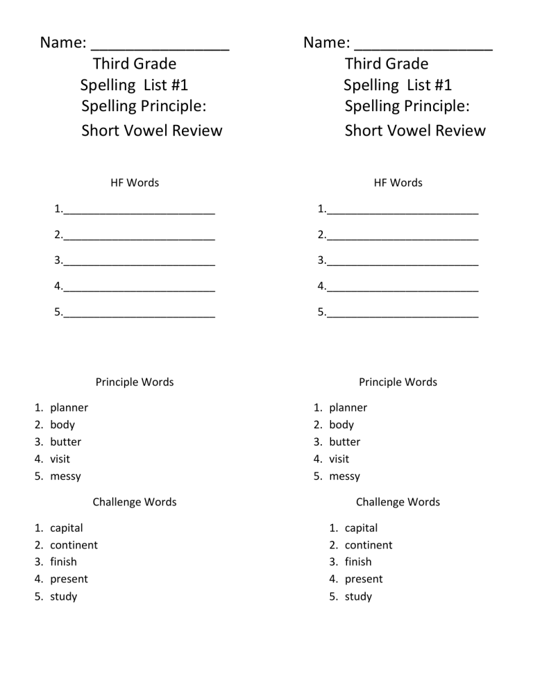 Spelling Test For Third Graders Spelling Test For Third Graders