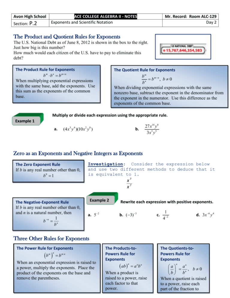 P 2 Exponents And Scientific Notation