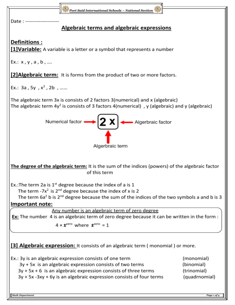 Algebraic Term
