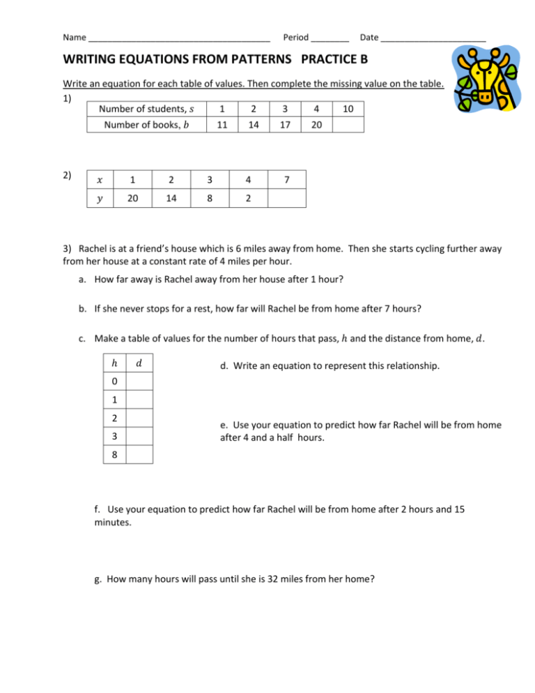 Write An Equation In Function Notation For Each Relation