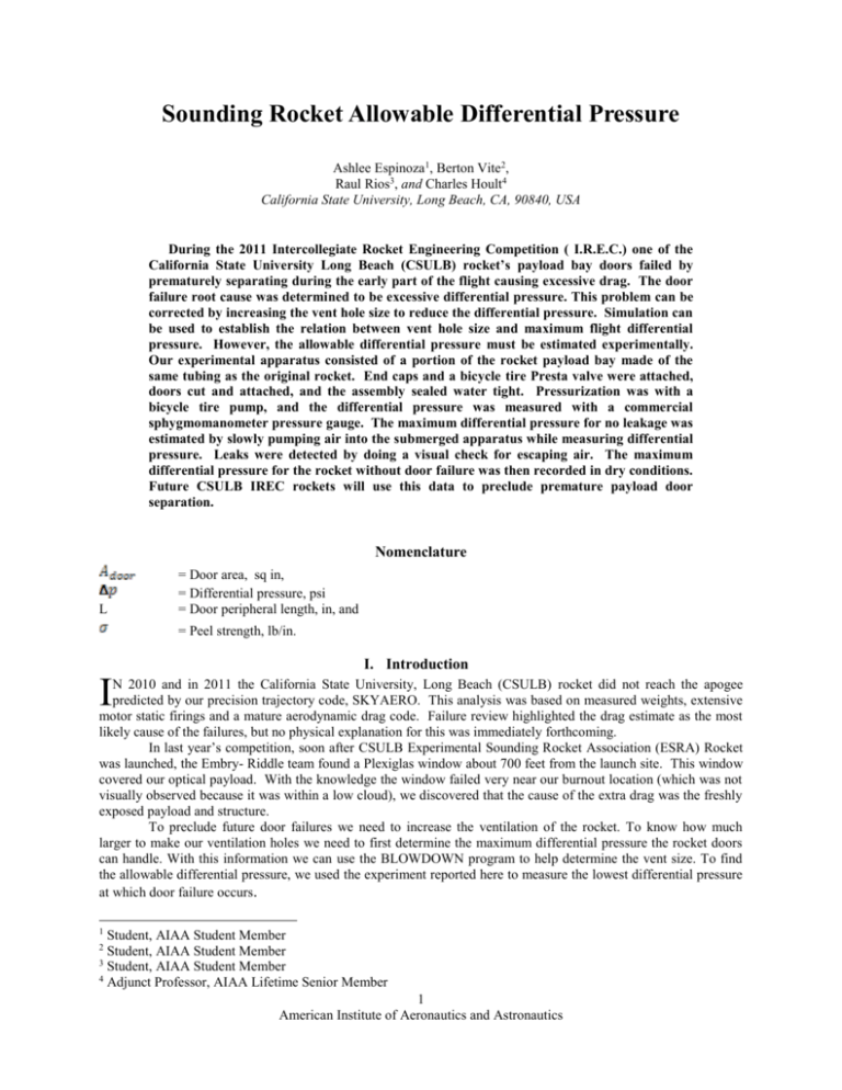 Sounding Rocket Allowable Differential Pressure