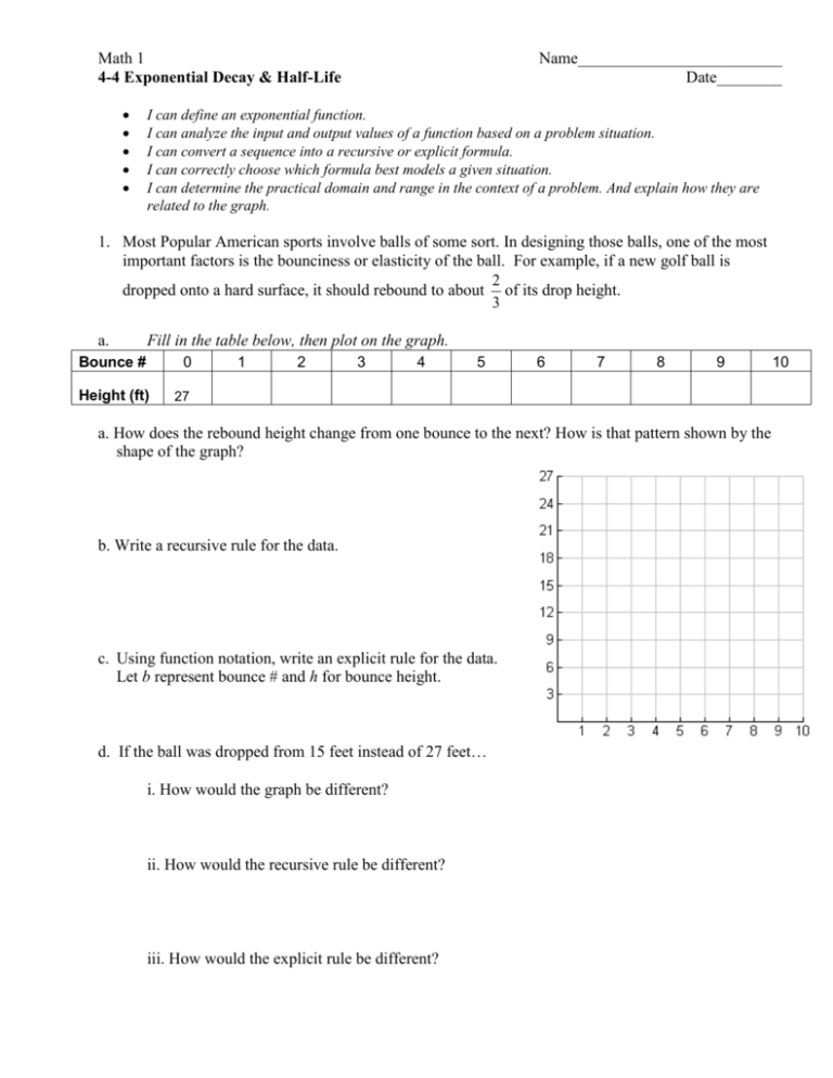 4-4 Exponential Decay and Half-Life