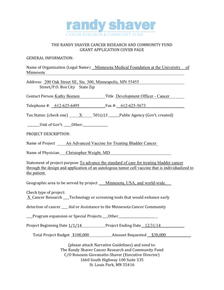 the randy shaver cancer research and community fund
