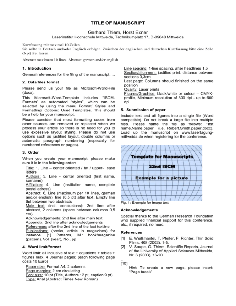 13th International Mittweida Conference