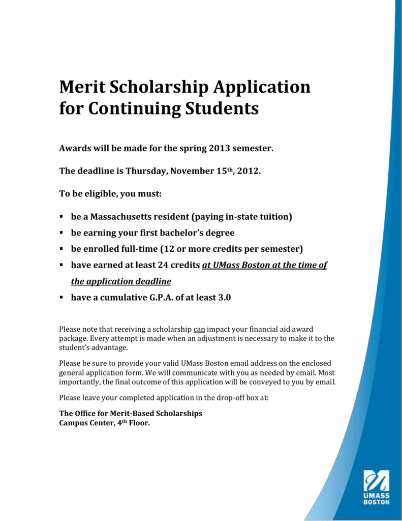Merit Scholarship Application For Continuing Students