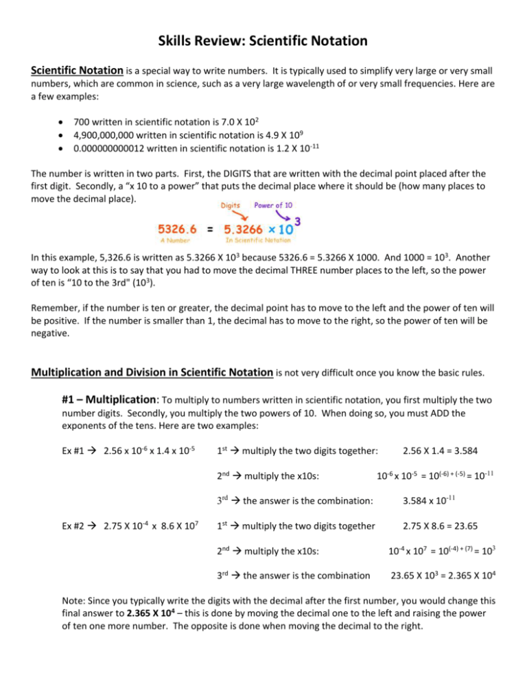 Multiplication And Division In Scientific Notation