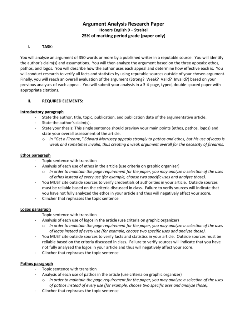 Argument Analysis Research Paper