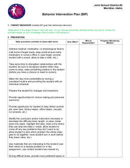 Behavior Intervention Plan Template