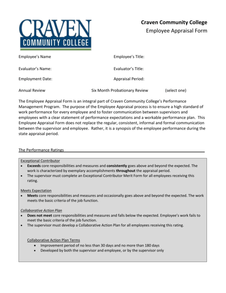 Performance Appraisal Form
