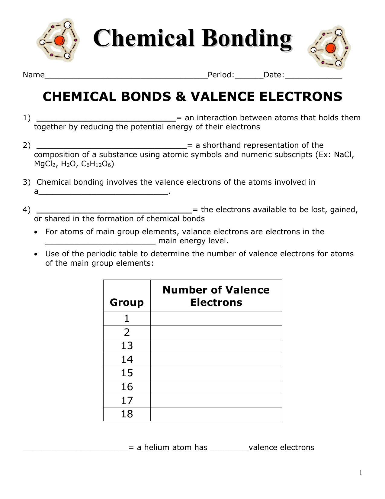 Chemistry Packet Chemical Bonding Chemistry Packet Chemical Bonding
