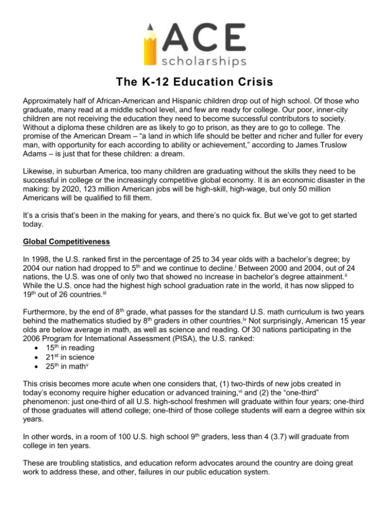 The K 12 Education Crisis