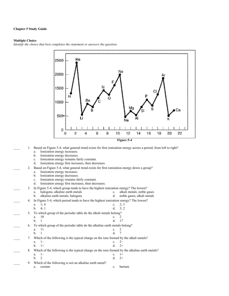 Chapter 5 Study Guide Multiple Choice Identify The Choice That Best