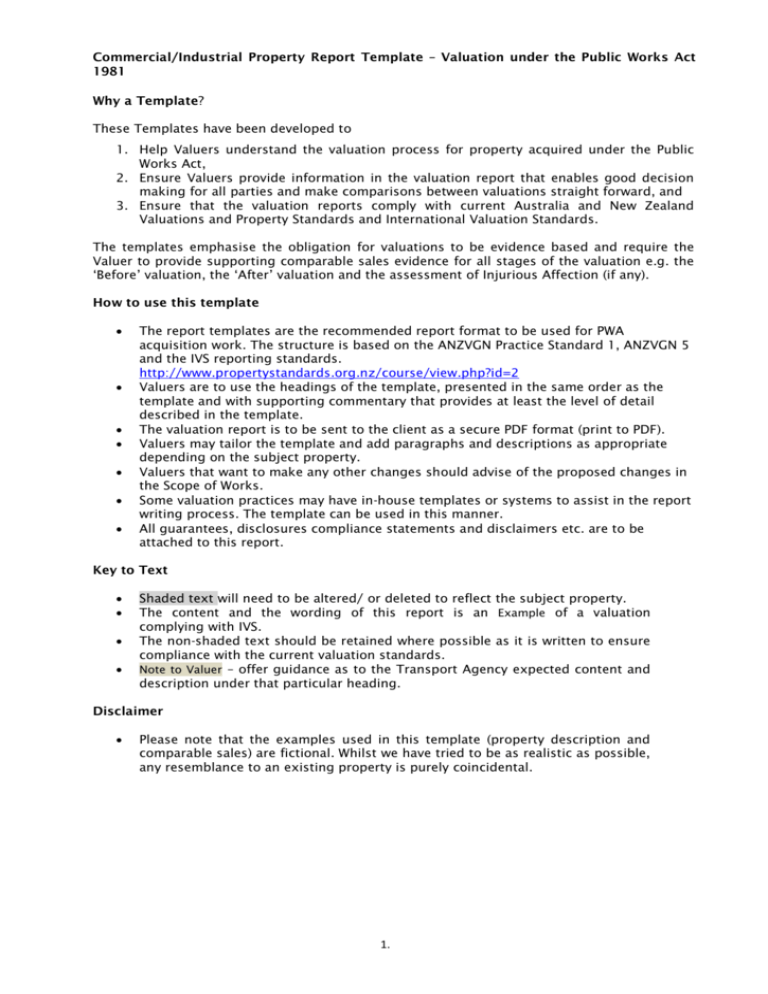 Commercial Property Valuation Report Template