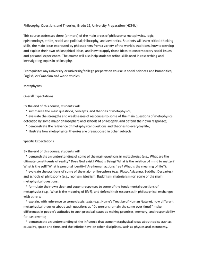 Philosophy Questions And Theories Grade 12 University