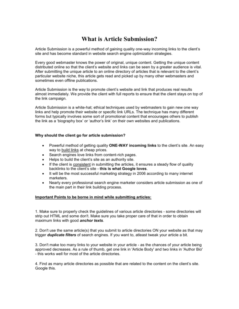 What Is Article Submission 