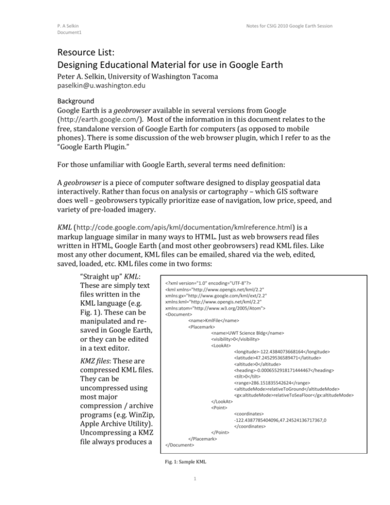 Google Earth Resource List