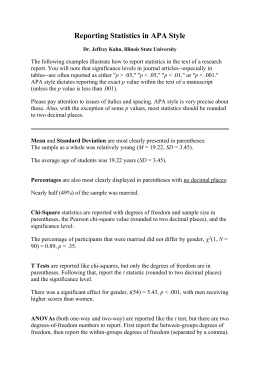 Guide to APA statistical notation