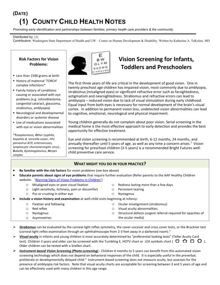 Vision Screening For Infants Toddlers And Preschoolers
