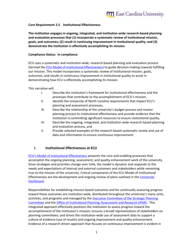 Core Requirement 2.5 narrative