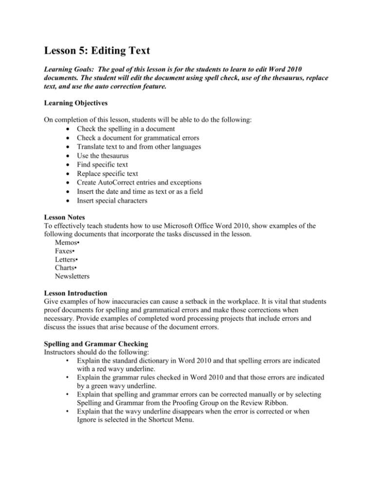Lesson 5 Editing Text