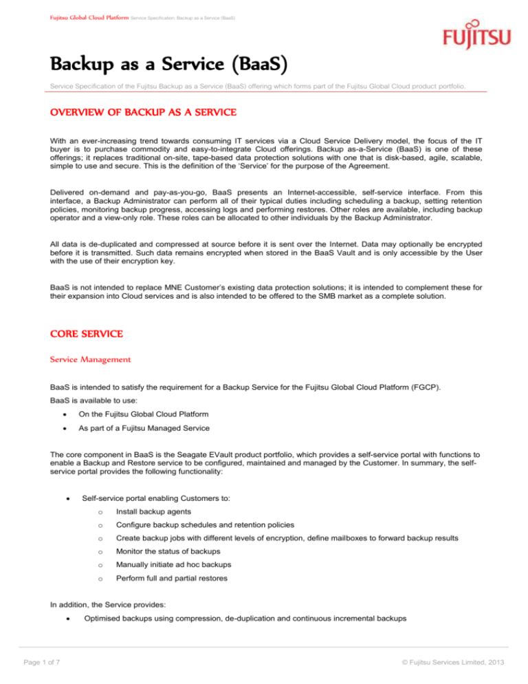 Overview of Backup as a service