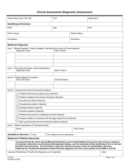 Global Assessment of Functioning (GAF) Scale