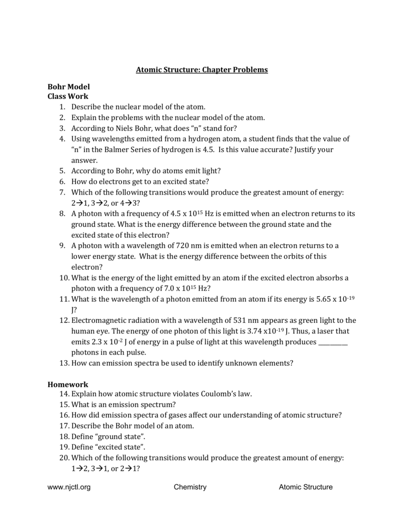 Atomic Structure Practice Problems