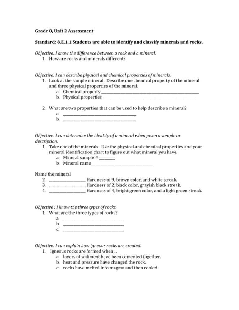 Grade 8 Unit 2