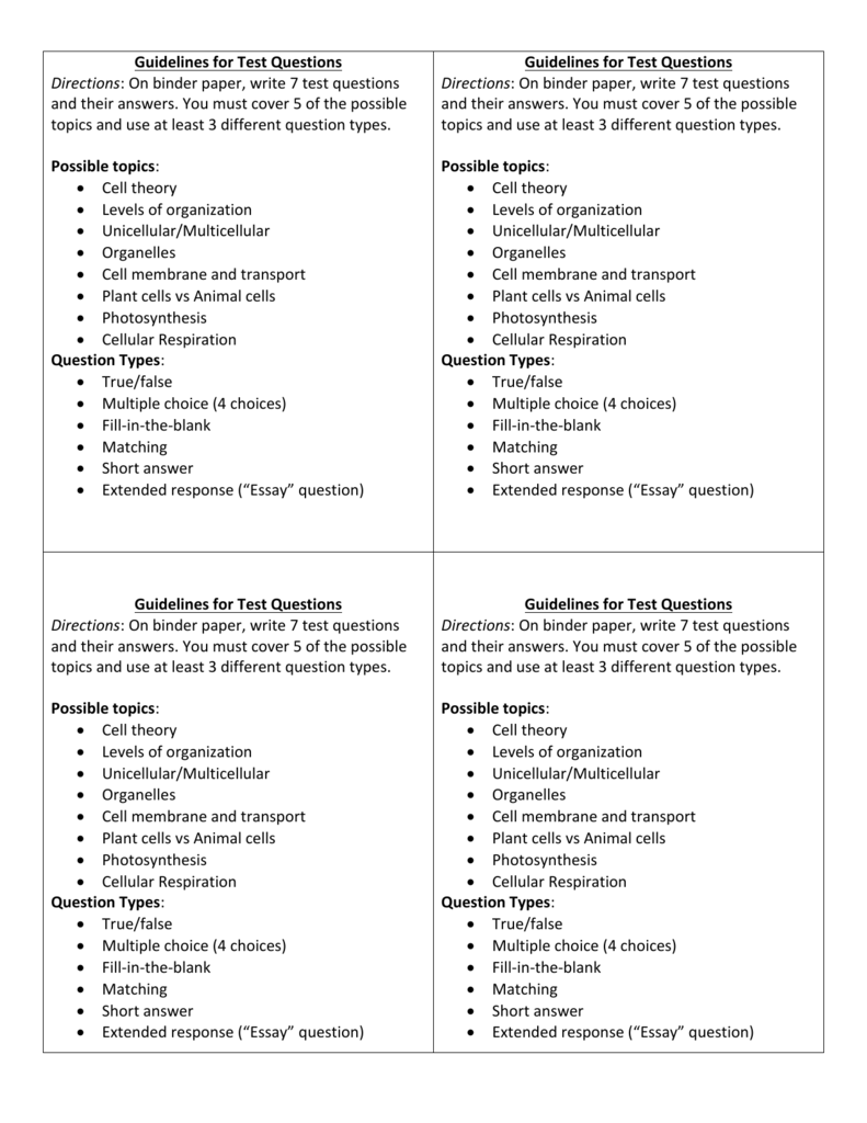 Types Of Multiple Choice Test ions