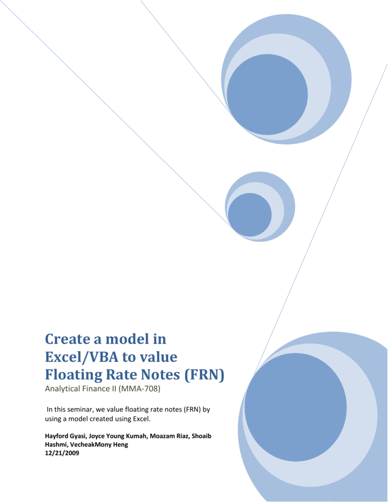Create A Model In Excel VBA To Value Floating Rate Notes FRN 
