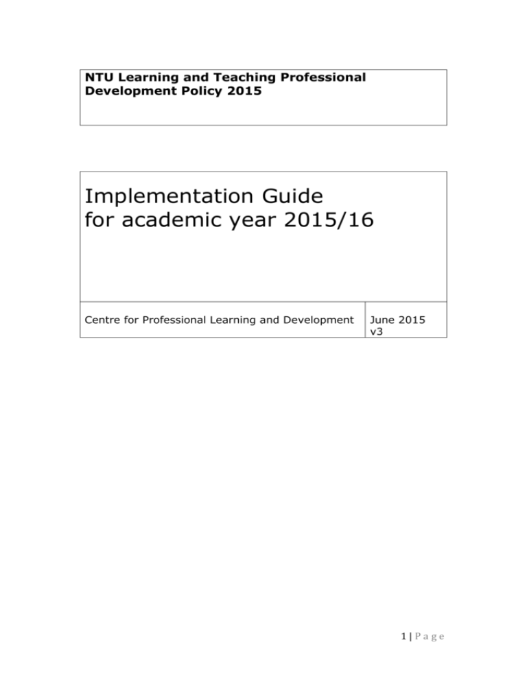 Guide to implementing the 2015 Learning and Teaching