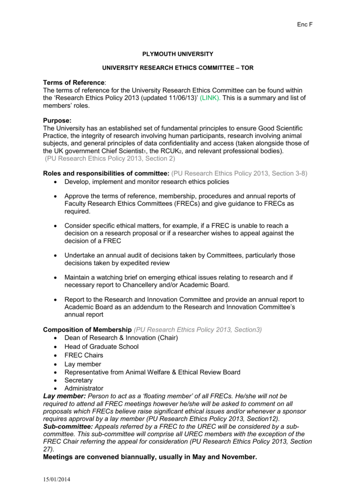 UREC Terms Of Reference