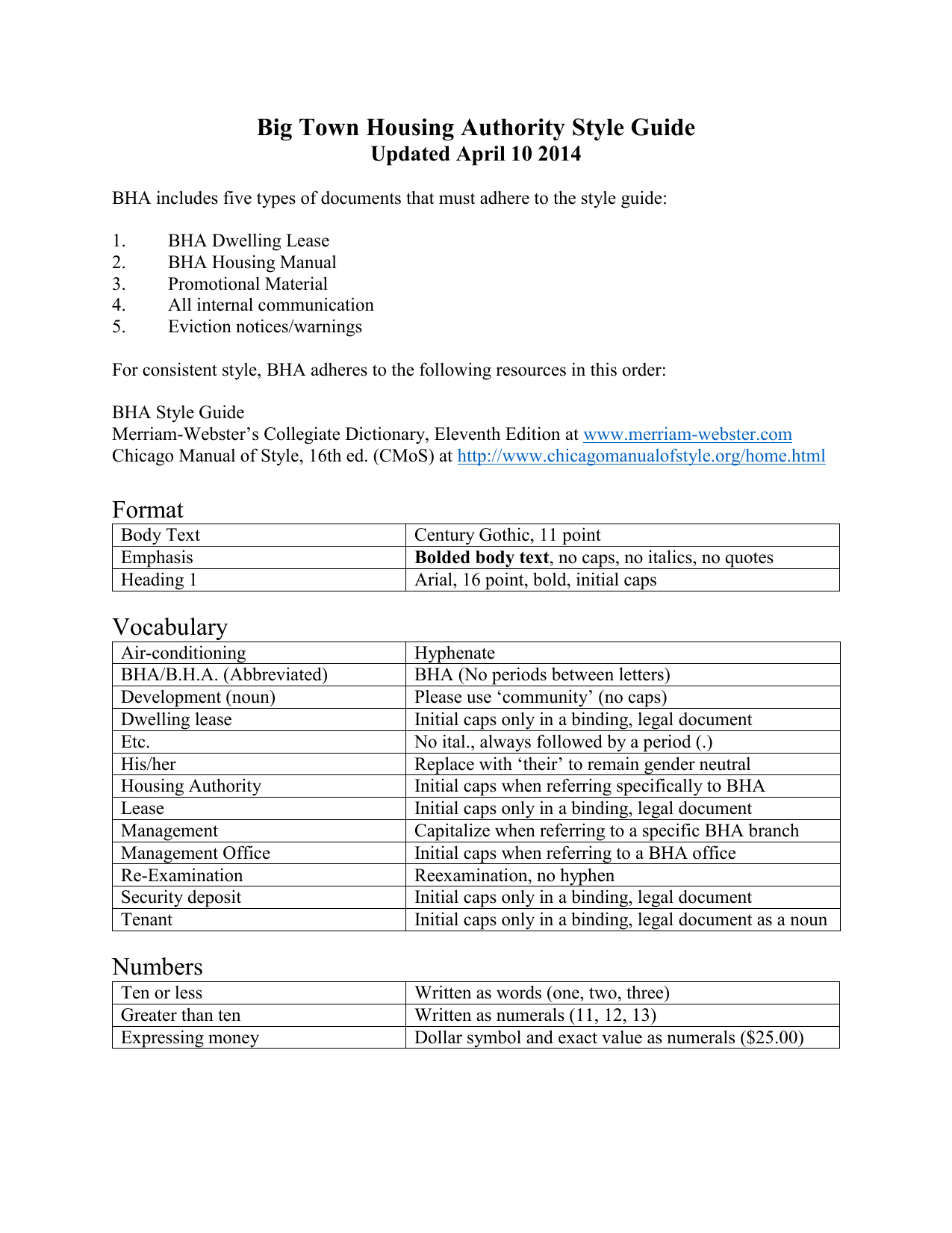 Sample Style Sheet