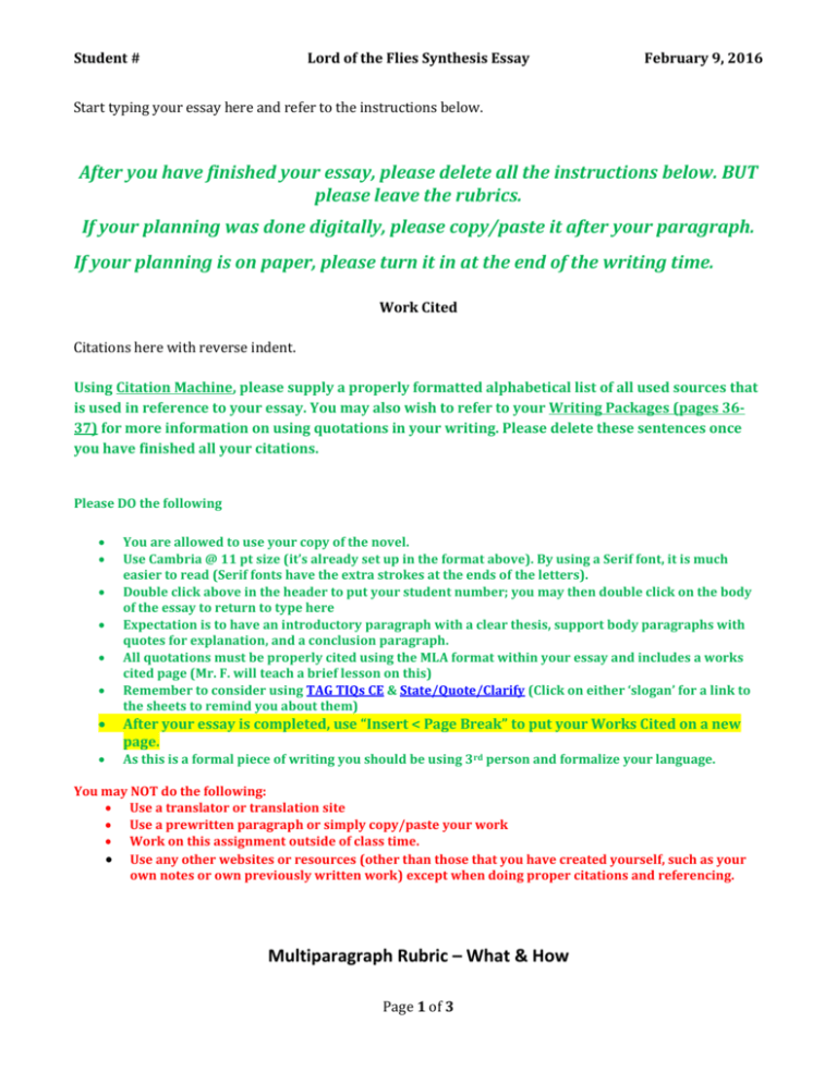Student_Number_LotF-Synthesis-Essay