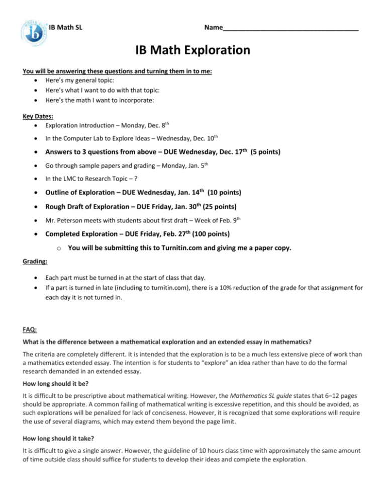 IB Math Exploration IB Math Exploration